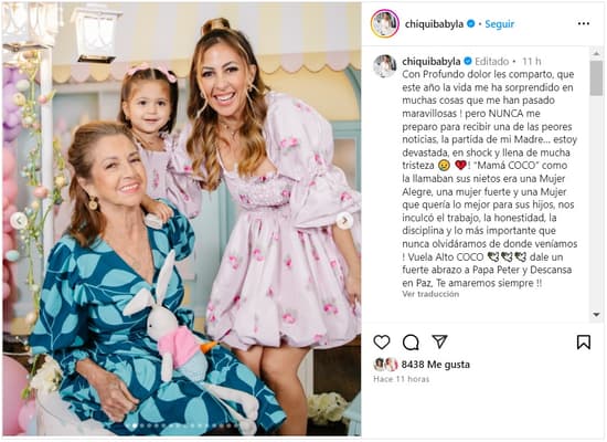 Muere mamá de Chiquibaby: la presentadora compartió así la noticia ...