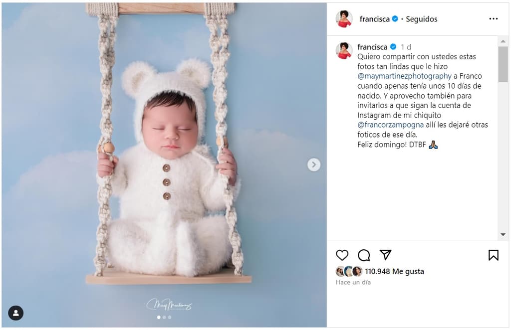 Bebé de Francisca, Franco Raffaele, protagoniza dulce sesión de fotos a ...