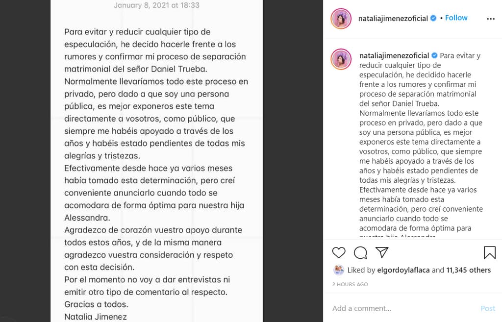 Natalia Jiménez y Daniel Trueba enfrentan complicado divorcio: hay ...