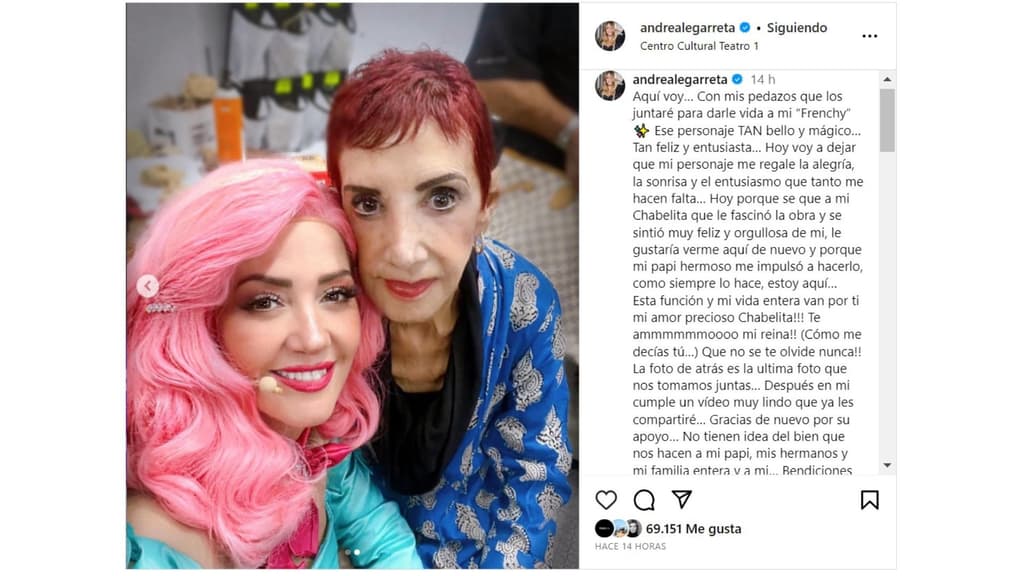 Andrea Legarreta vuelve al teatro y comparte la última foto junto a su ...