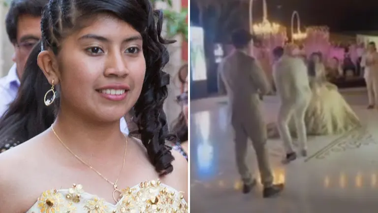 Chambelán tropieza con el vestido de la quinceañera, se cae y rompe sus ...