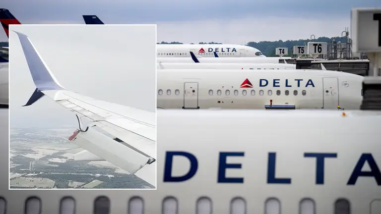 Parte del ala de un avión de Delta se desprende en pleno vuelo hacia ...