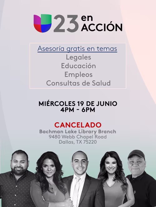 Cancelado: 23 en acción llega a Bachman Lake Library Branch | Univision ...
