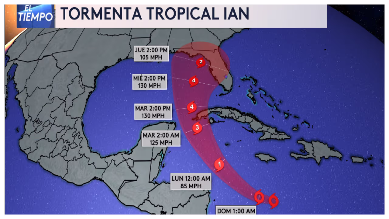 Tormenta tropical Ian se convertiría en huracán categoría 4 antes de ...