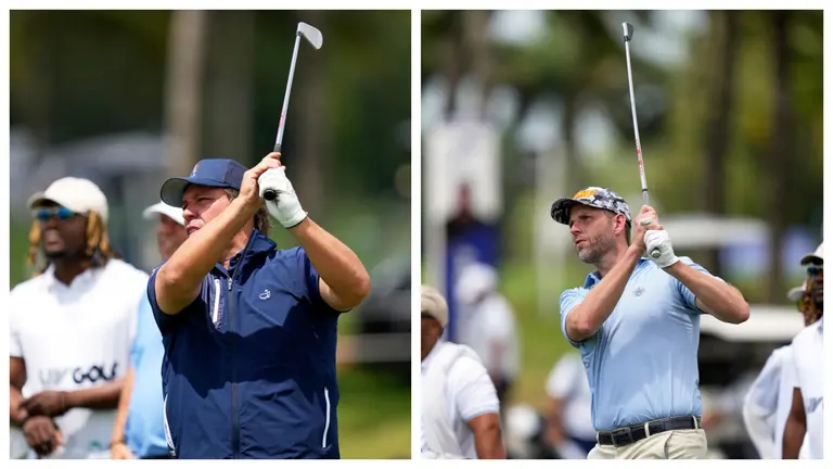 Ron De Santis y Eric Trump juegan golf en el campo Trump ubicado en ...