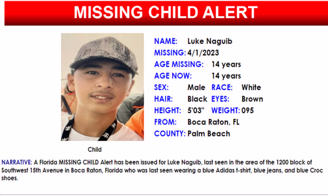 Emiten Alerta Amber en Florida para localizar a Luke Naguib, menor de ...