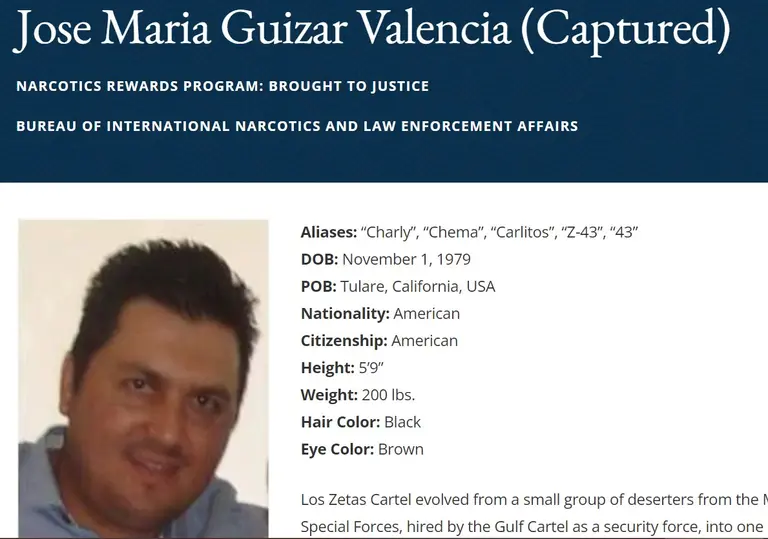 José María Guízar Valencia, Jefe californiano de Los Zetas que sembró ...