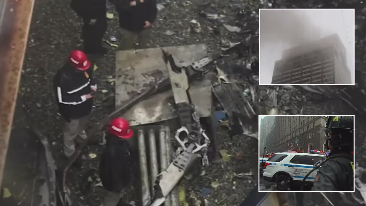 Drama y humo saliendo de un rascacielos: el impacto de un helicóptero ...