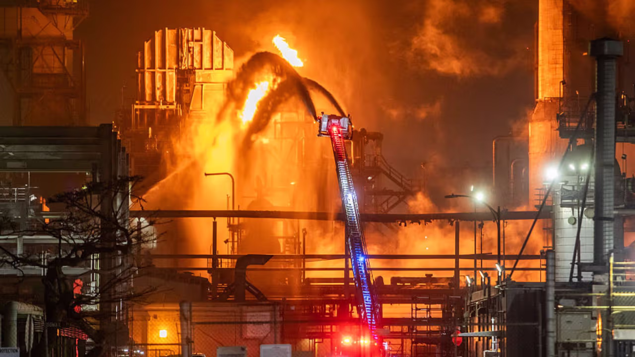 Las impactantes imágenes de la explosión en una refinería de Chevron en ...